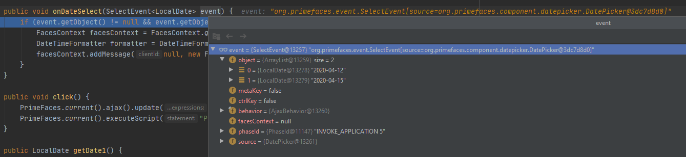 DatePicker: selectEvent with selectionMode="range" and AJAX Event dateChange not work · Issue ...