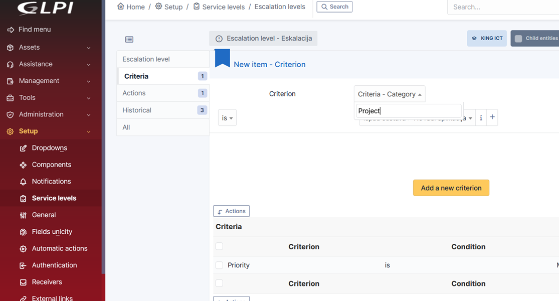 Unable To Select Project As Sla Criterion Unable To Filter Ticket By Project · Issue 13585