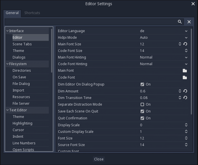 Editor Settings - some odd behaviors/appearance · Issue #18874 · godotengine/godot · GitHub