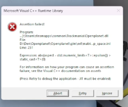 Sqrt'ing a negative number appears to cause a crash · Issue #267 · openplanet-nl/issues · GitHub