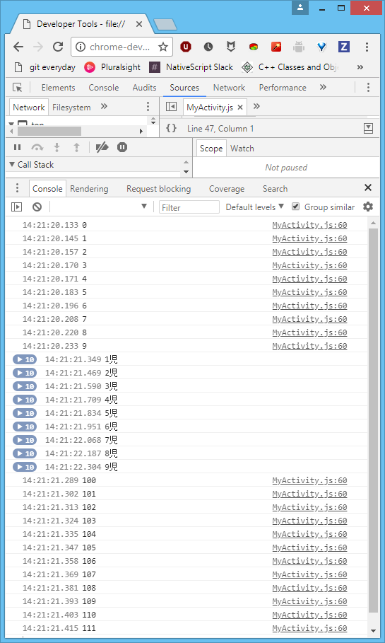 Console.log broken in Chrome DevTools · Issue #884 · NativeScript/android · GitHub
