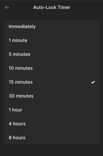 Simplify Auto-Lock Timer options into a menu that only requires 1 click ...