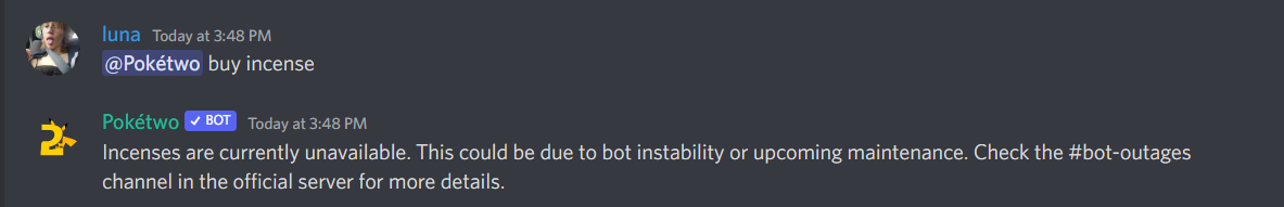 incense not on after stated it was · Issue #484 · poketwo/poketwo · GitHub