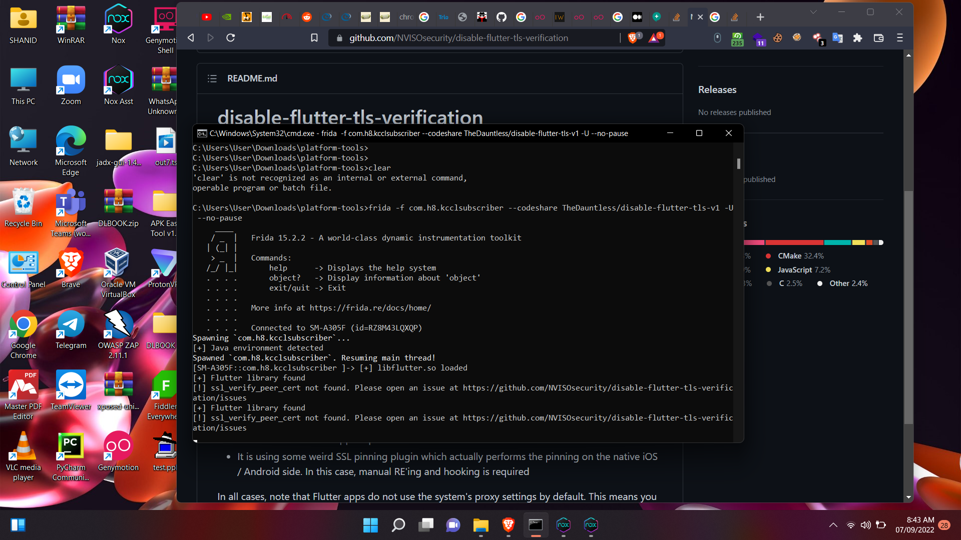 SCRIPT NOT WORKING · Issue #1 · NVISOsecurity/disable-flutter-tls-verification · GitHub
