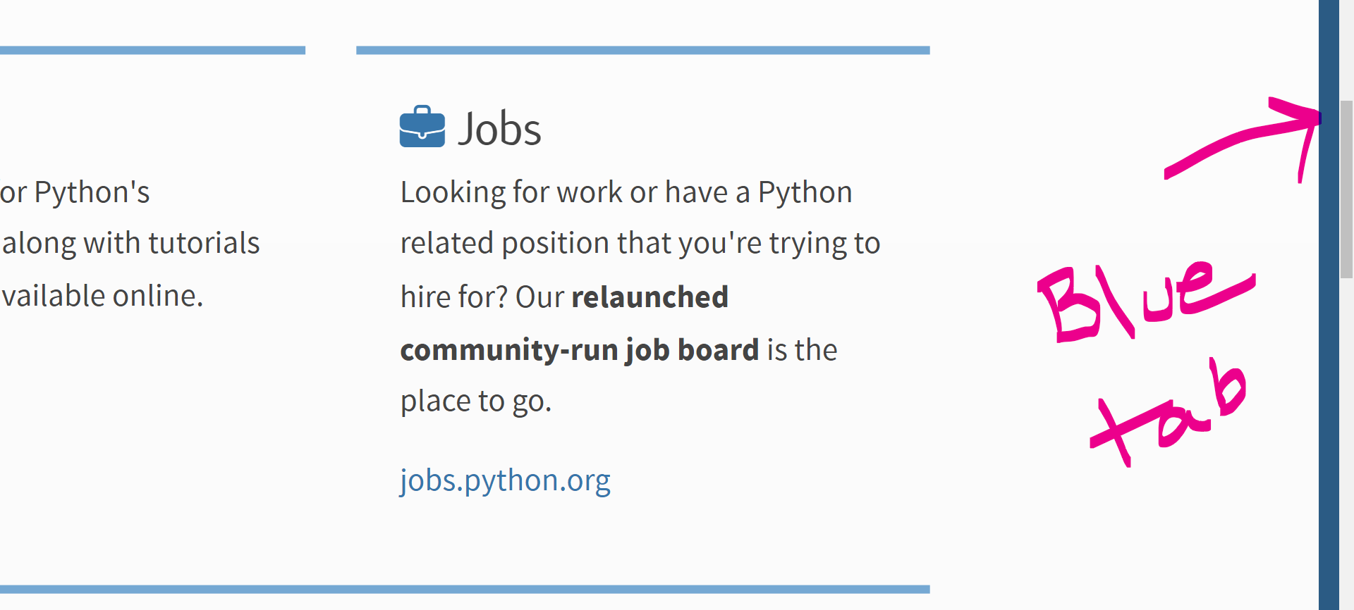 Blue empty tab space on the website · Issue #2064 · python/pythondotorg · GitHub