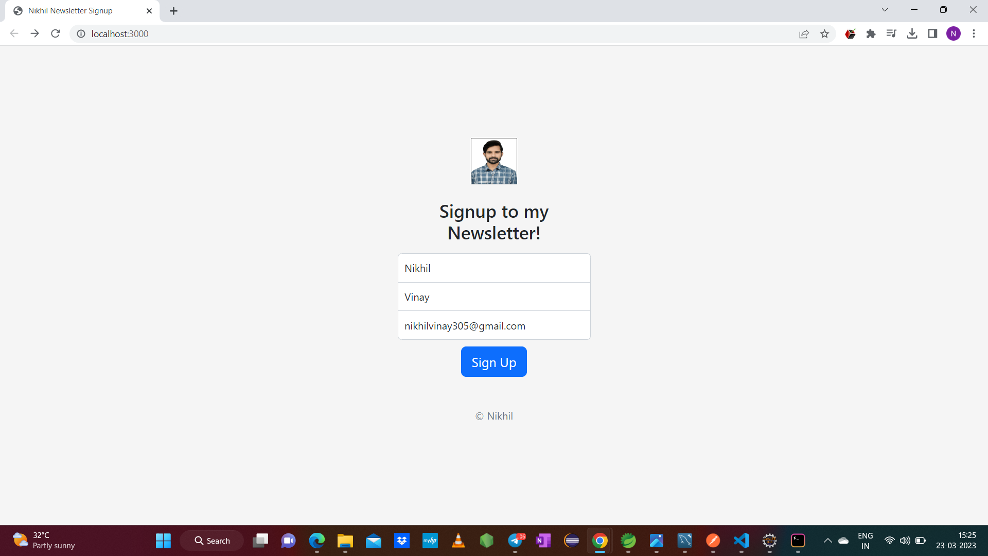 GitHub - nikhilkumar0609/Newsletter-Signup: This is one of the projects for The Complete Web ...