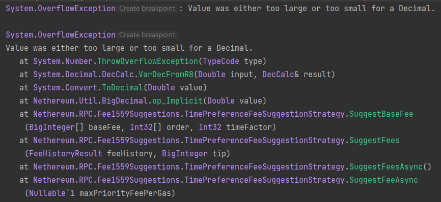 Overflow exception being thrown on TimePreferenceFeeSuggestionStrategy when last blocks fees had ...