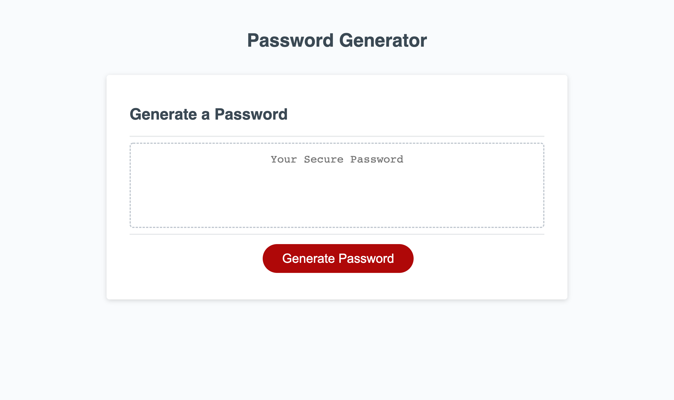 GitHub - TGold90/SecurePass-Password-Generator: A front-end application built with Vanilla JS ...