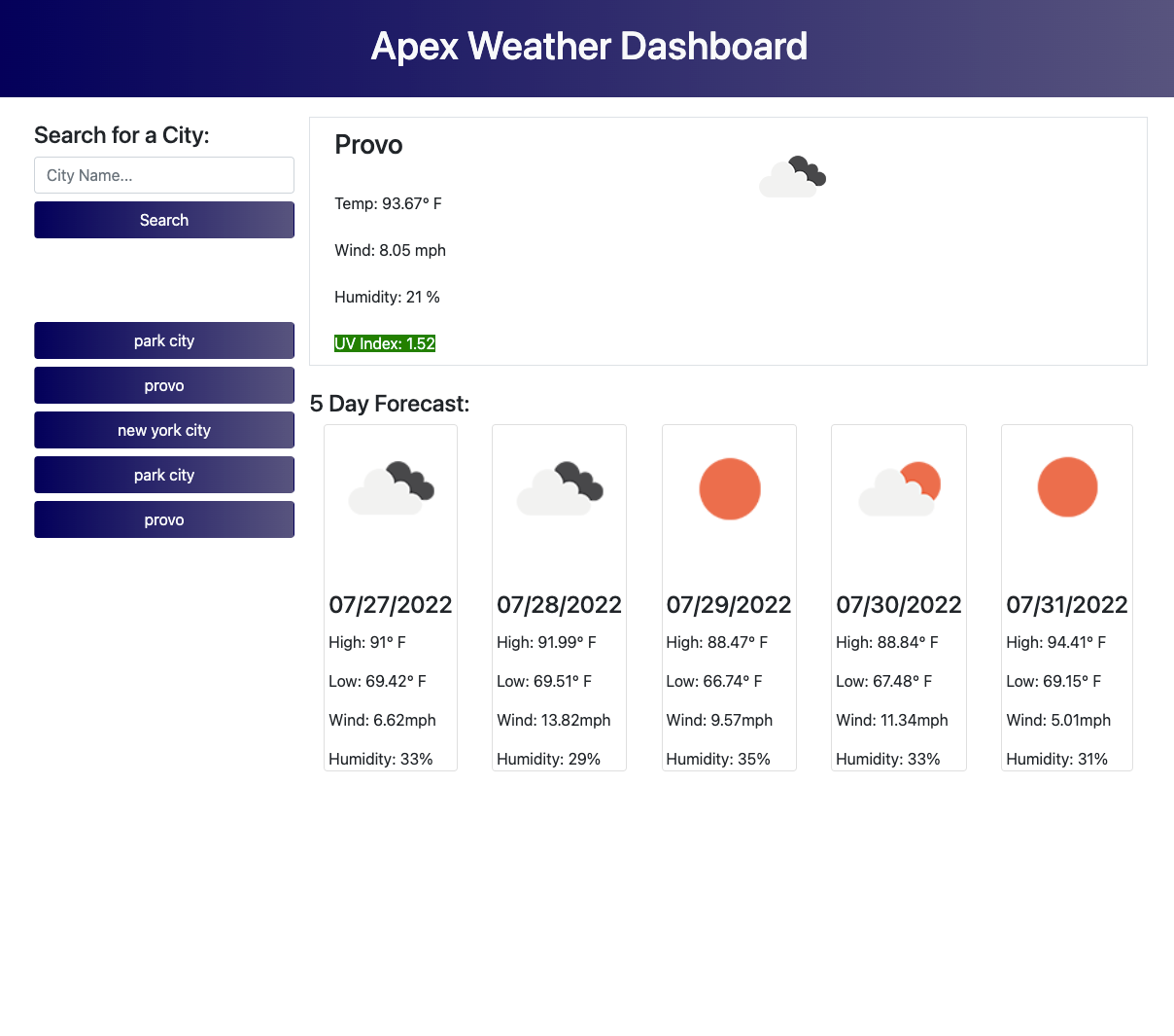 GitHub - TGold90/Apex-Weather-Dashboard: A front-end application for ...
