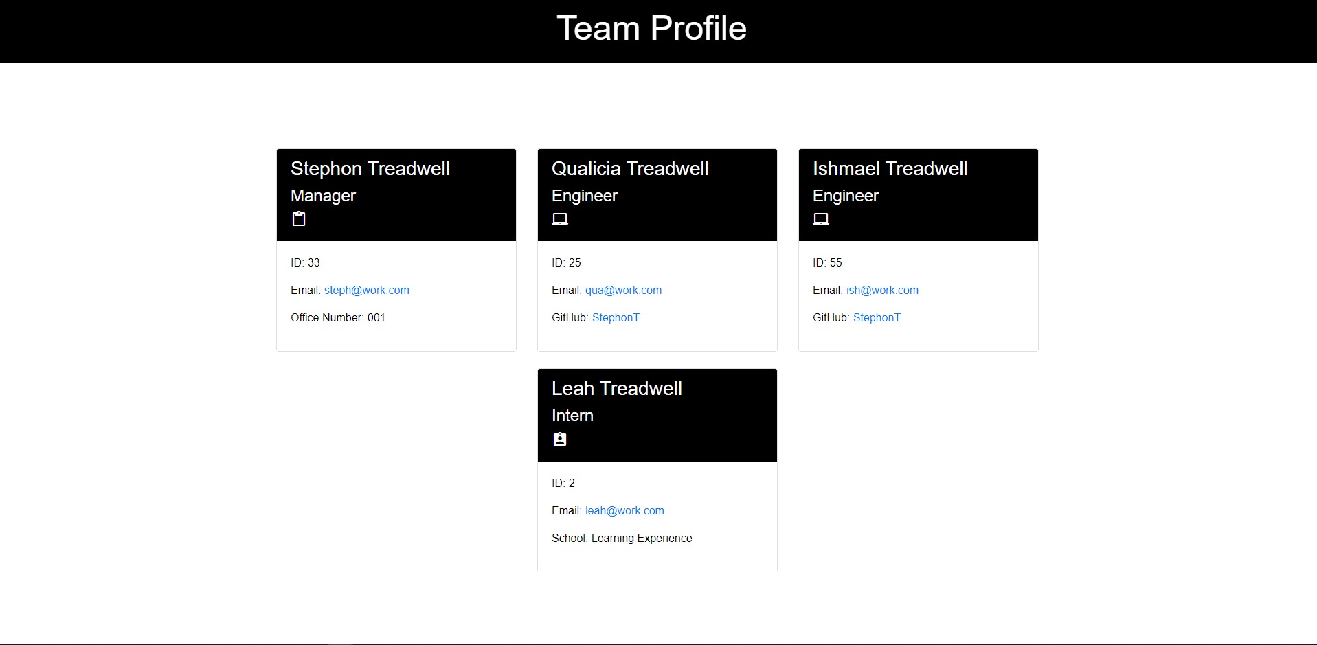 GitHub - StephonT/team-profile-generator: Using Node.js and it's ...