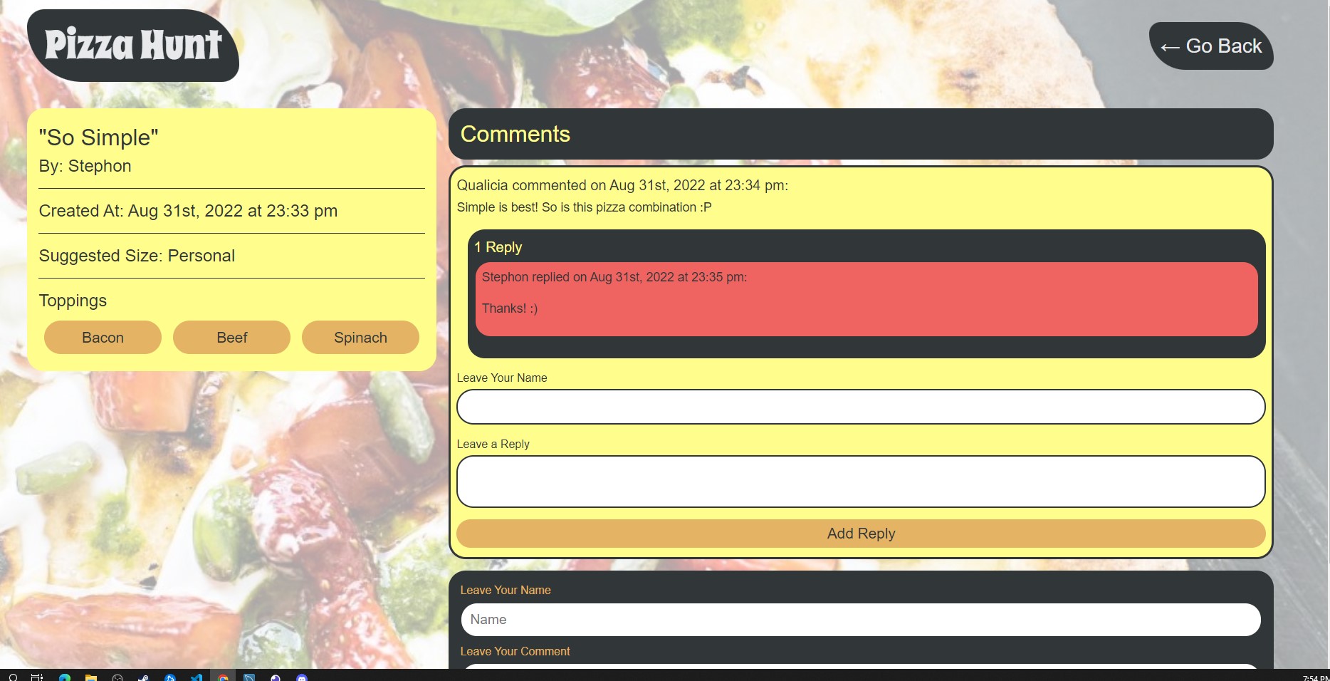 GitHub - StephonT/Pizza-Hunt: This project is a social networking application for pizza lovers ...