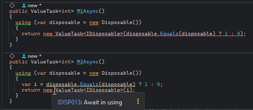 IDISP0013 should not warn when not using the disposable · Issue #76 · DotNetAnalyzers ...