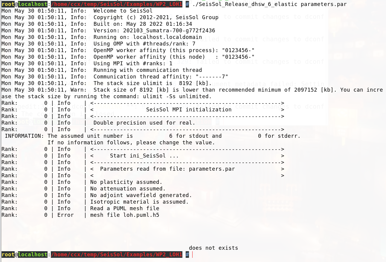 MPI_ABORT was invoked on rank 0 in communicator MPI_COMM_WORLD with errorcode 134. · SeisSol ...
