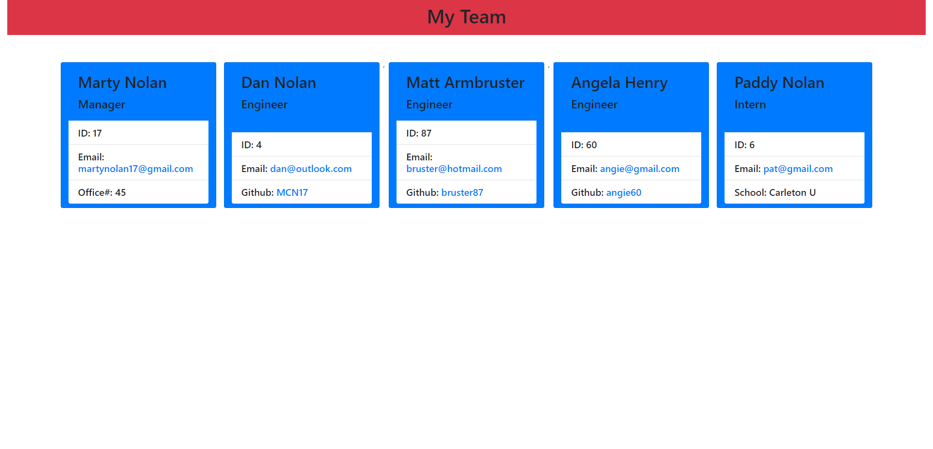 Github Mcn17 Team Profile Generator Team Profile Generator Uses Node