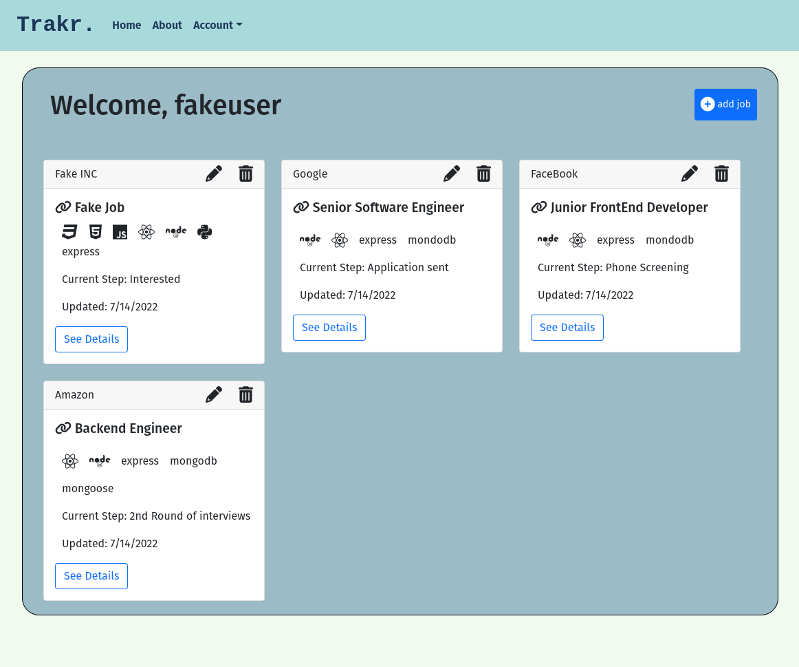 GitHub - Fettucine-Alfredo/trakr: Trakr is a job application tracker to ...