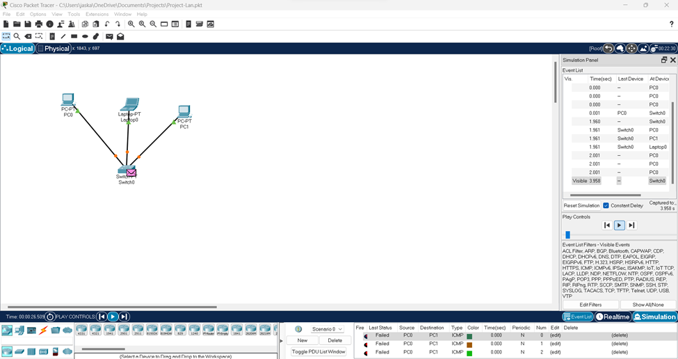GitHub - jas96486/LAN-Project: By using Cisco Packet Tracer I configured a Local Area Network