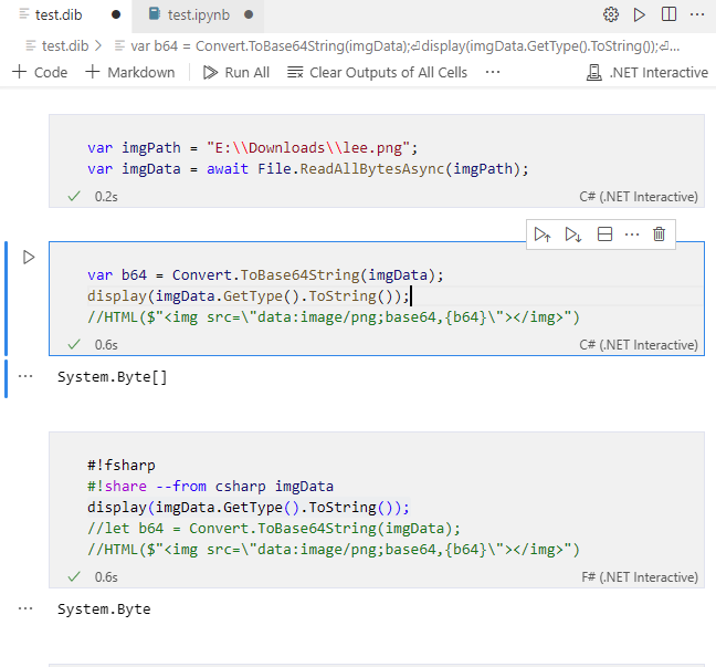 Shared byte[] variable becomes byte · Issue #1960 · dotnet/interactive · GitHub