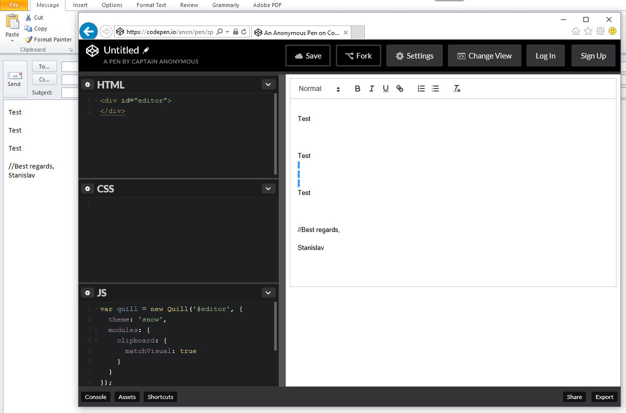 IE11 Only > Quill editor adds extra new lines ( ) when text is copied from Outlook · Issue #1917 ...