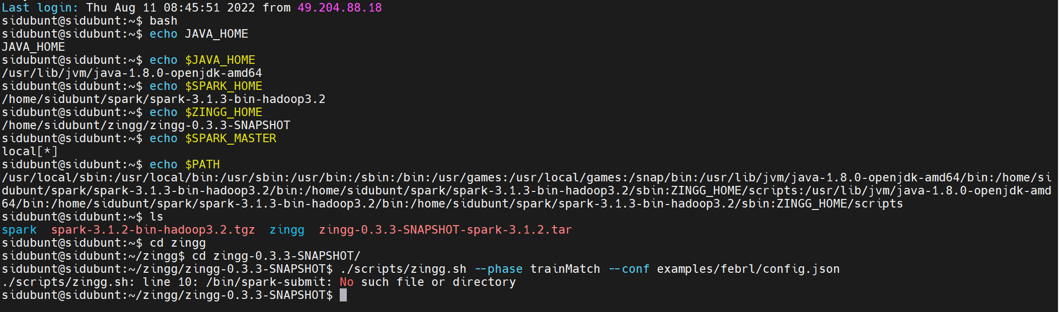 Getting Error while running zingg on ubuntu machine · Issue #432 · zinggAI/zingg · GitHub