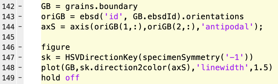 Grain boundary misorientation axis in specimen coordinate · mtex-toolbox mtex · Discussion #1419 ...