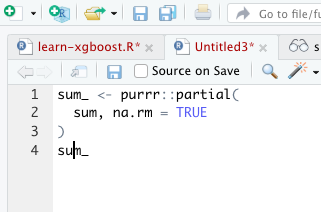 Show the interesting source code when click + Ctrl on a function created with purrr::partial ...