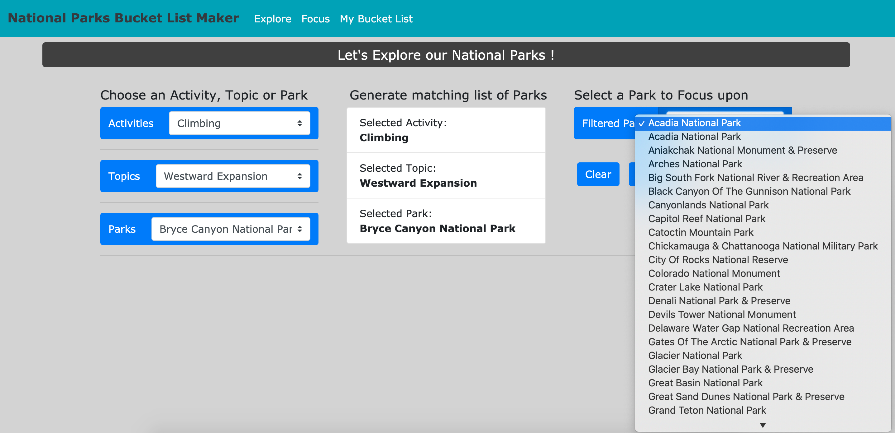 GitHub - fhsal/bucketList: National Park bucket list creator