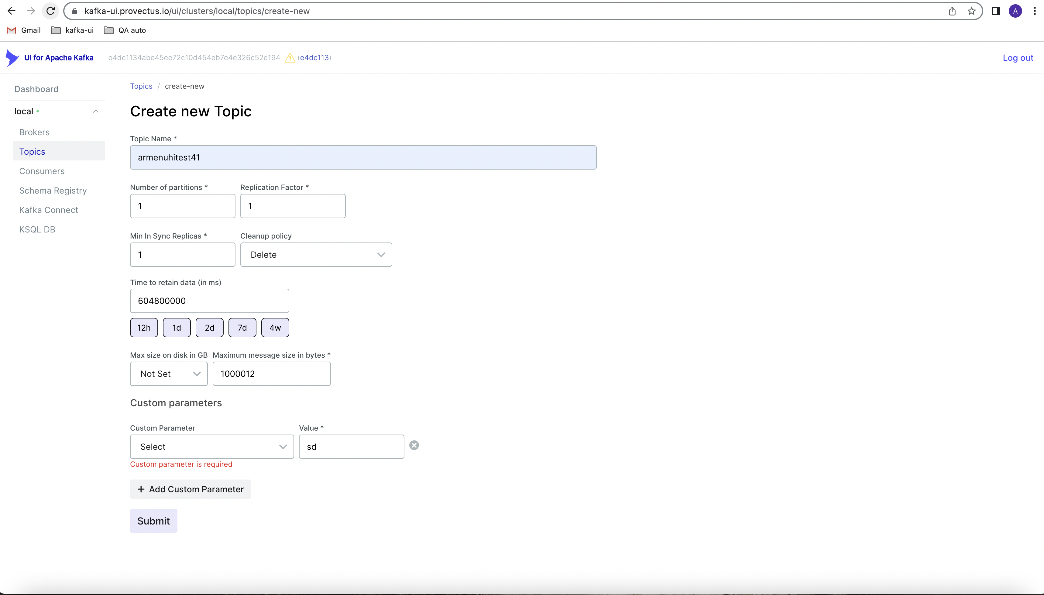 Add Asterisk For Required Custom Parameter Field Within Create Topic Form · Issue 2154