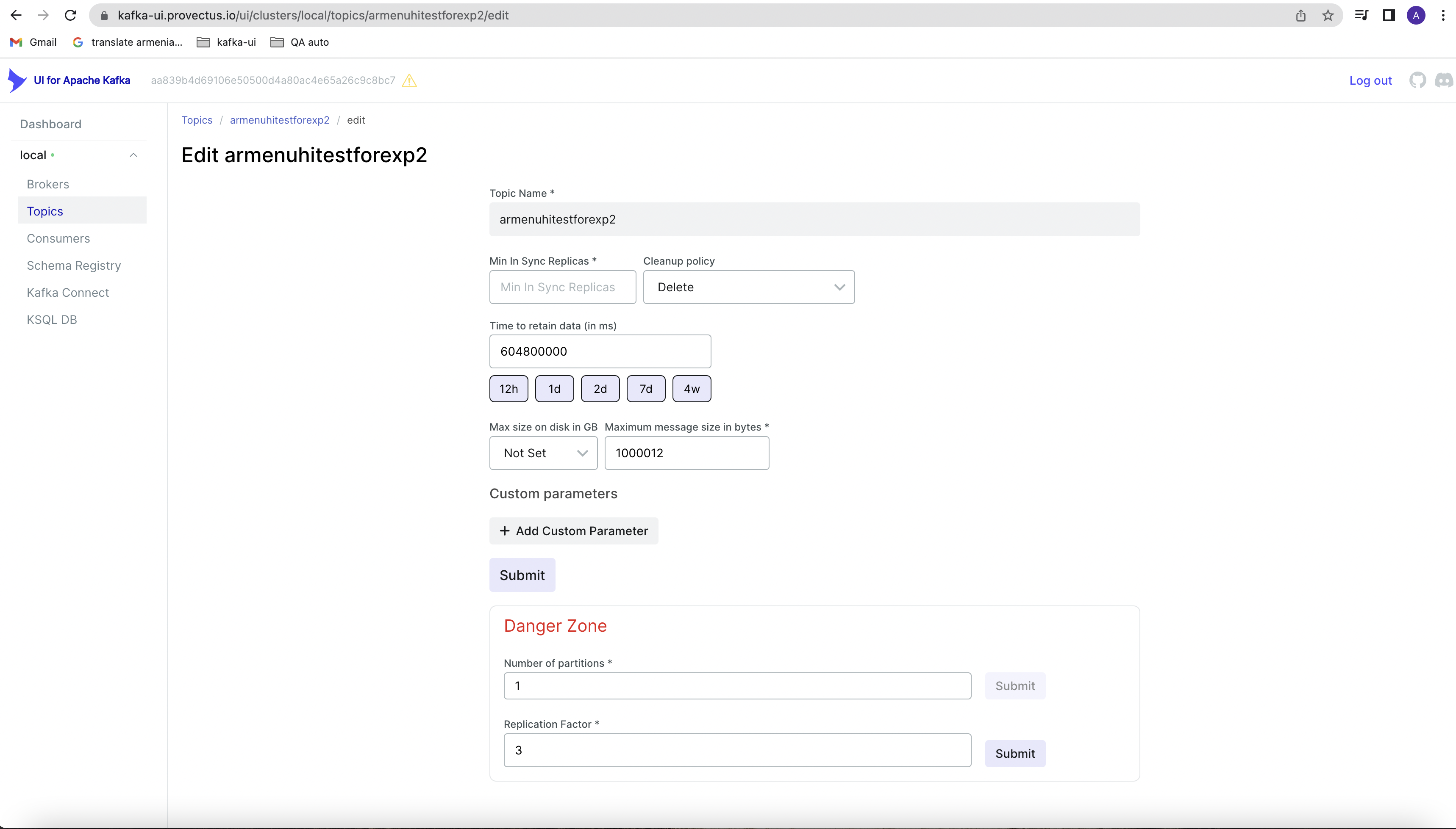 Edit Topic: No success message about changing the "Replication Factor *" · Issue #2242 ...