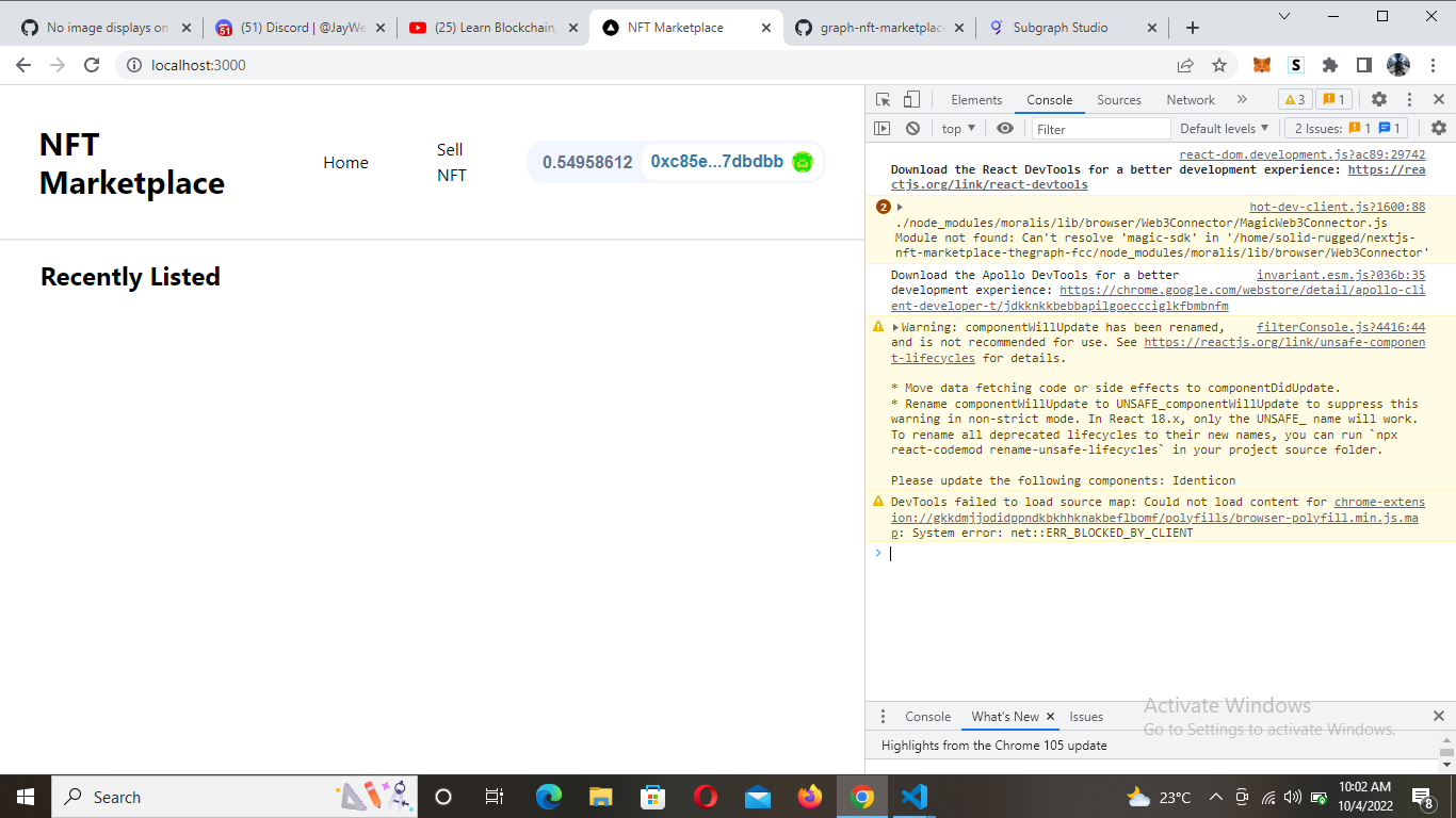 No Image Displays On My Front End When I Run Yarn Dev · Smartcontractkit Full Blockchain