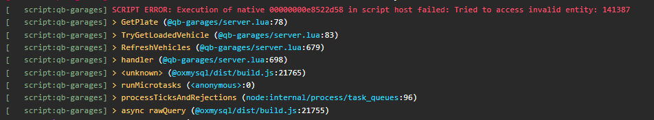 SCRIPT ERROR: Execution of native 00000000e8522d58 in script host failed: Tried to access ...