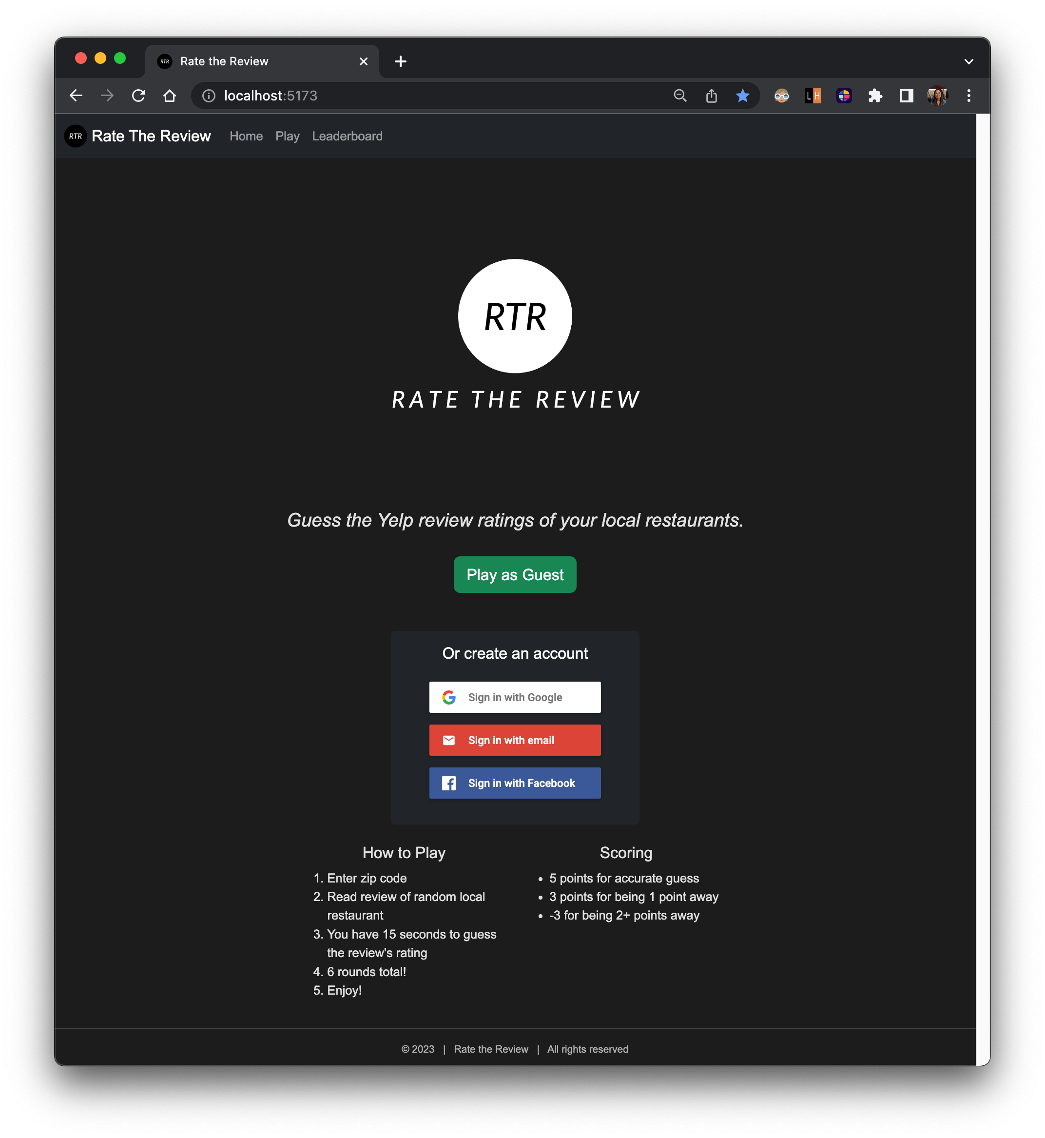 GitHub - melissa-gv/Rate-The-Review-Frontend: Frontend repo for the Rate the Review web app game ...