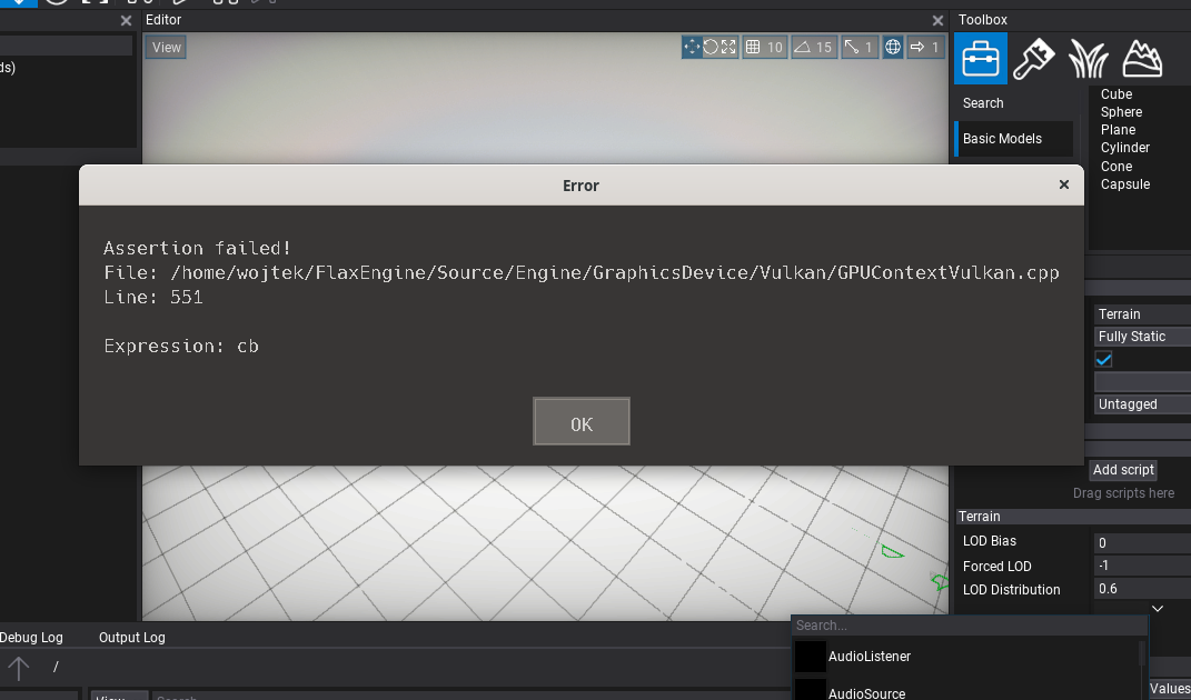 Fatal error when trying to set texture for terrain · Issue #761 · FlaxEngine/FlaxEngine · GitHub
