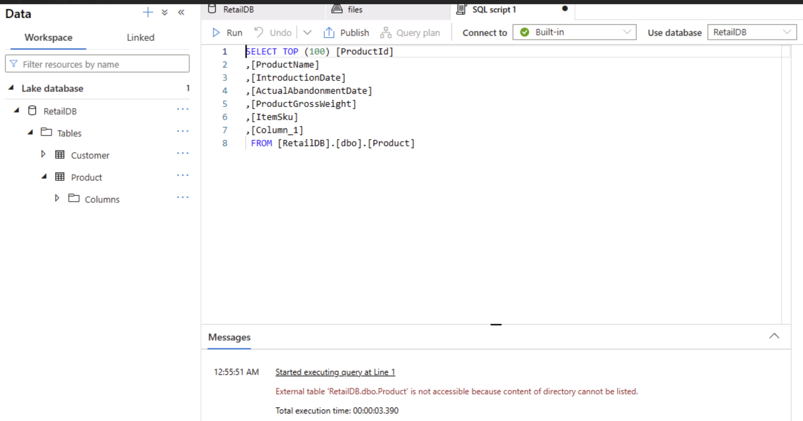 Still can't select data in Lake Database · Issue #39 · MicrosoftLearning/dp-203-azure-data ...