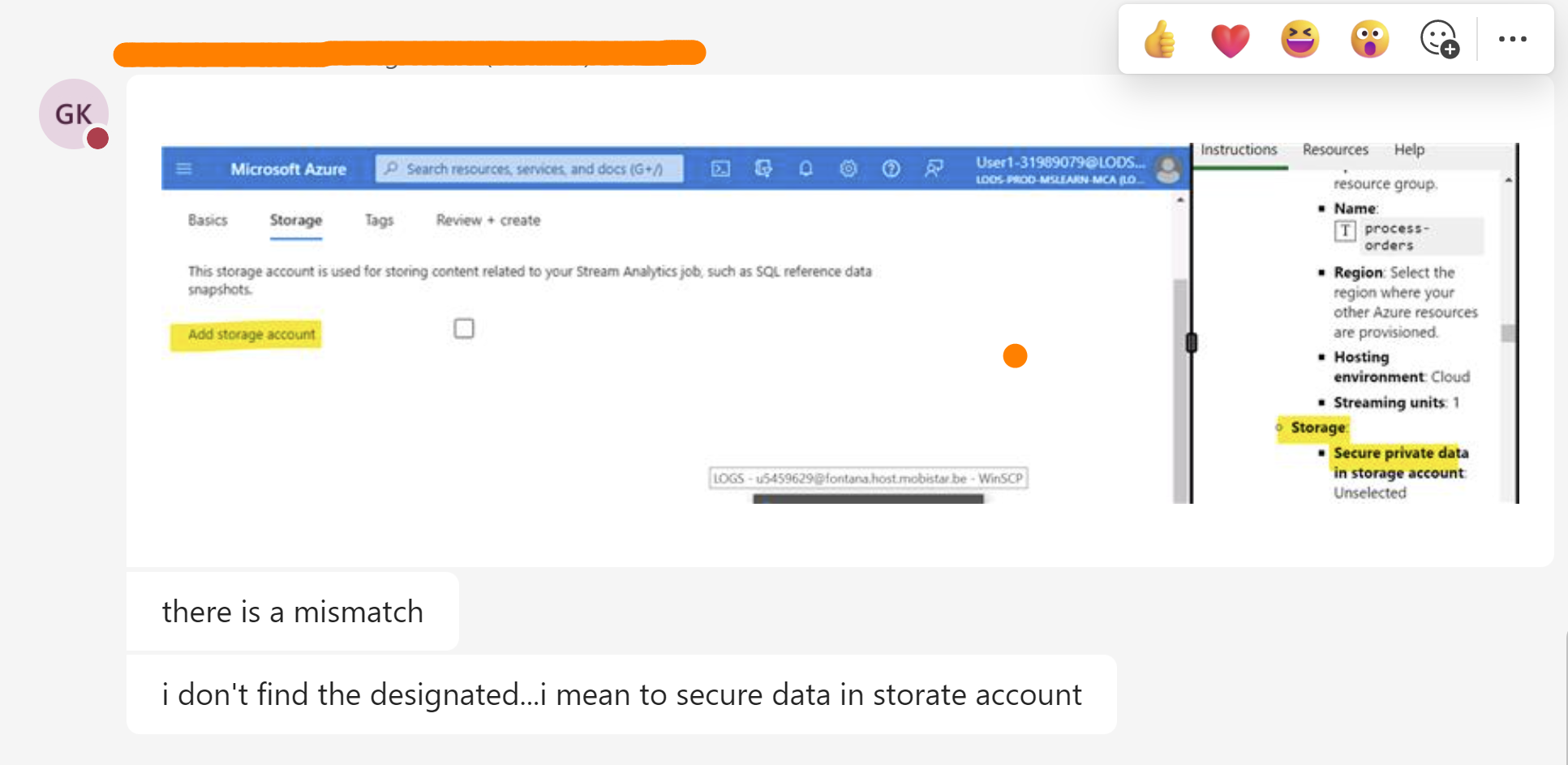 Instructions deviate from the Azure service in stream analytics (that impacts whether lab works ...