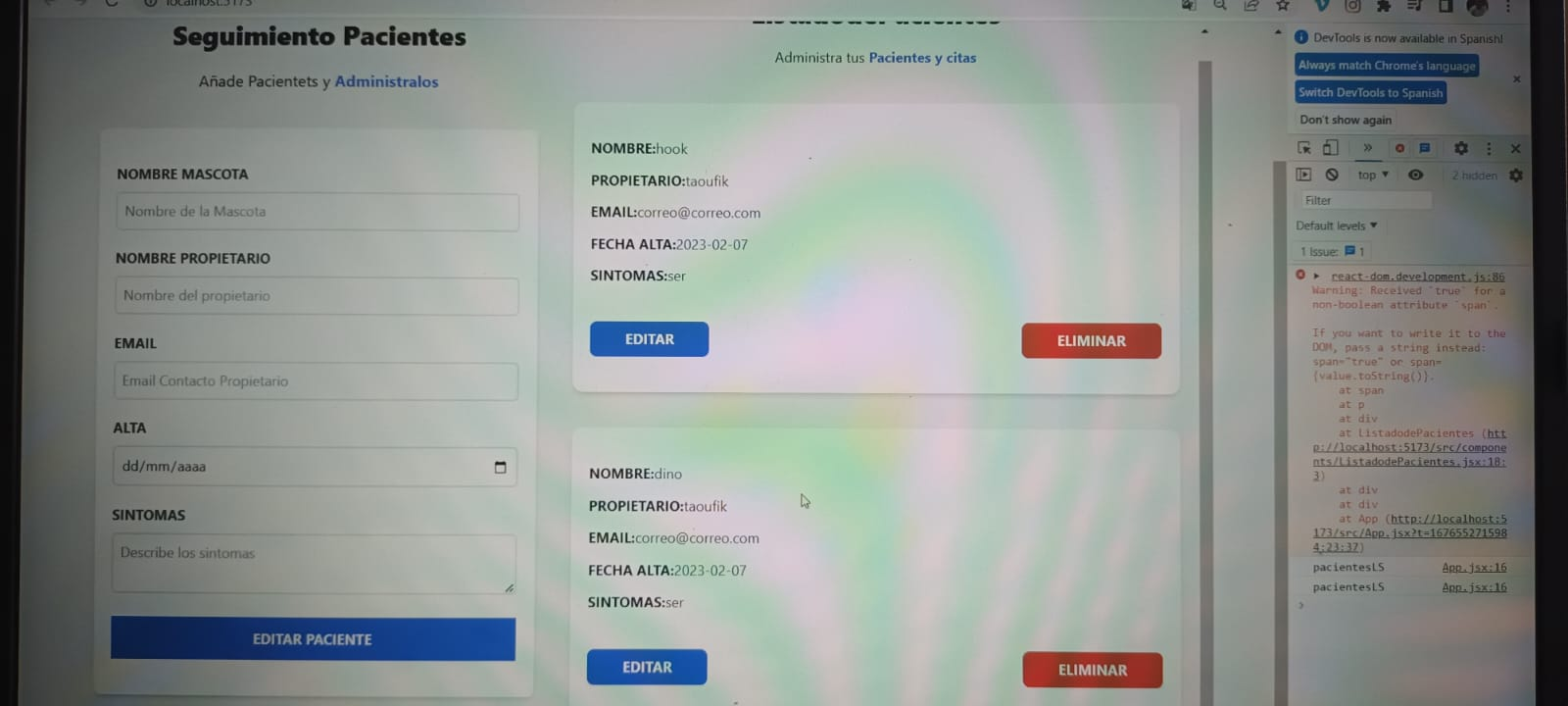 GitHub - taoufikL12/Registro-paciente-animal: Dispones de un Formulario donde introduces los ...