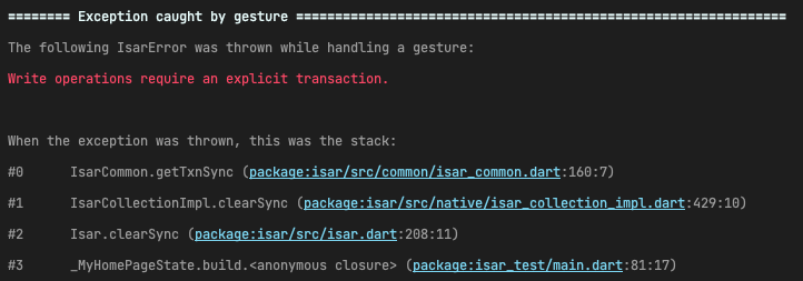 IsarError when calling .clear() or .clearSync() - Write operations require an explicit ...