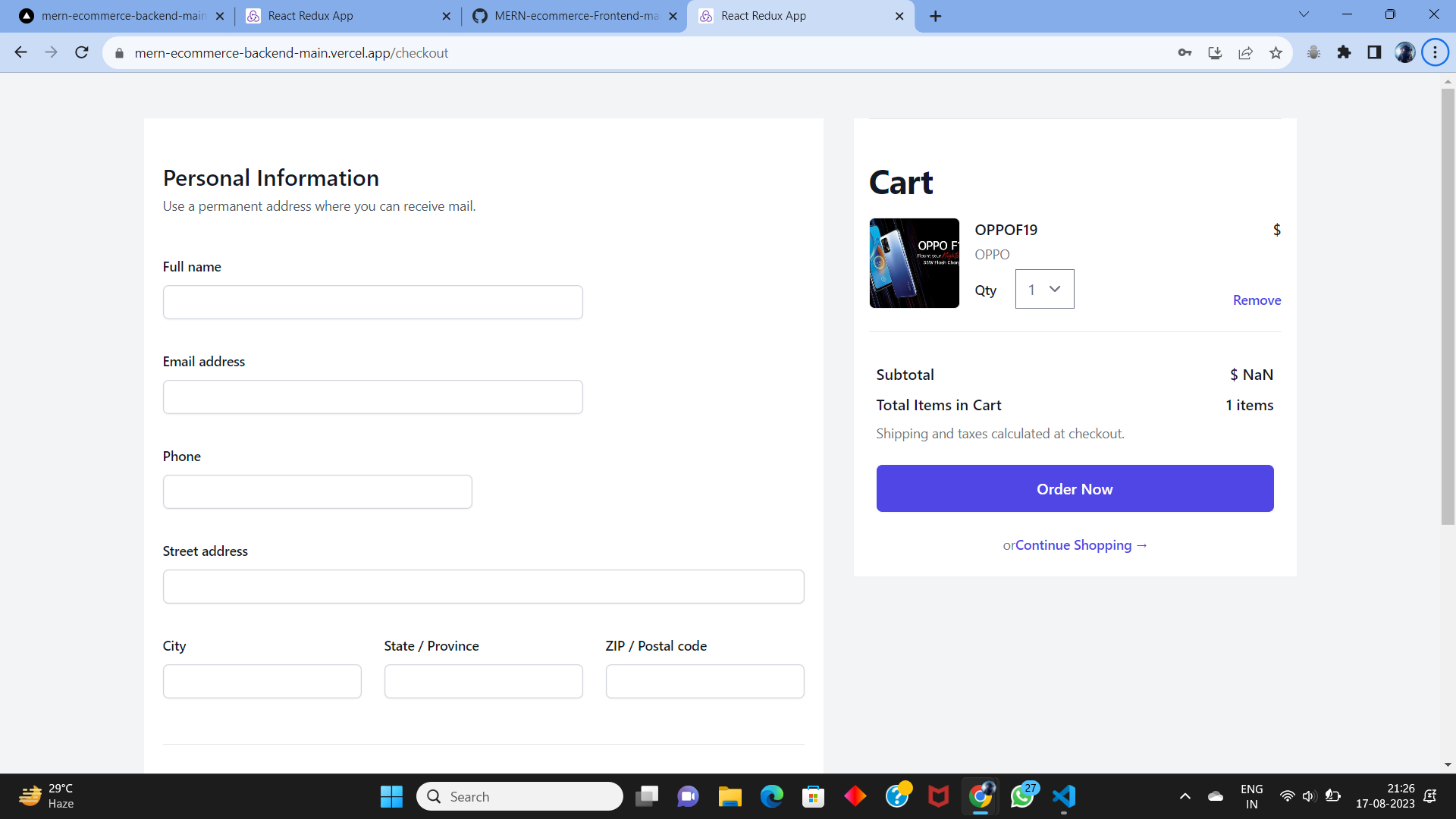 Github Cshiva773 Mern Ecommerce Frontend Main E Commerce Website Link