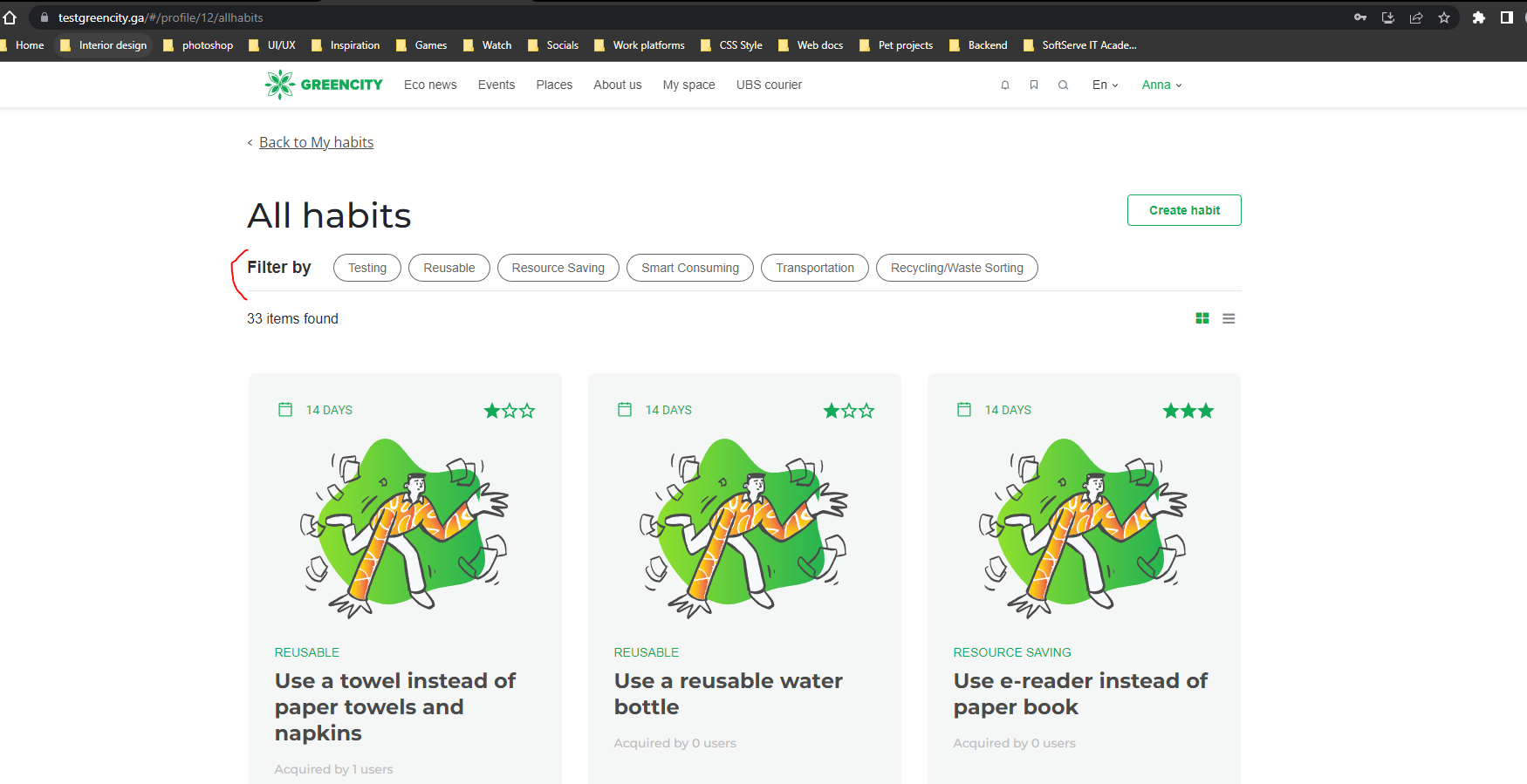 [All Habits] Create new controller to get habits by selected filters and also sort it · Issue ...