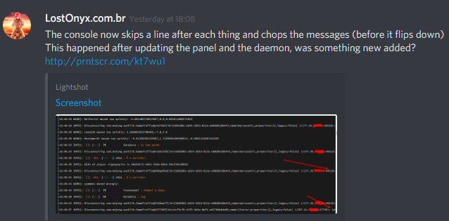 The console server output contains extra spaces · Issue #1307 · pterodactyl/panel · GitHub