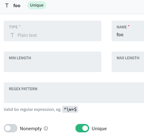 Bad Schema Behavior: Combination of "Unique" and "NonEmpty" is broken · Issue #1755 · pocketbase ...