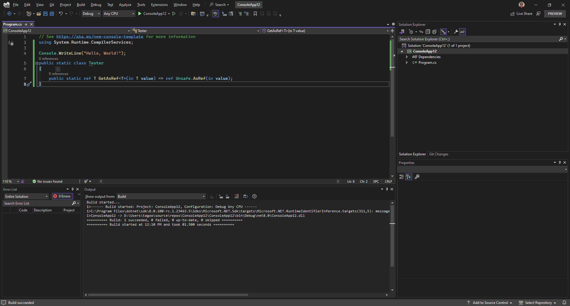 CS1620 Usage of Unsafe.AsRef(in) no longer working with 8.0 rc1? · Issue #93251 · dotnet/runtime ...