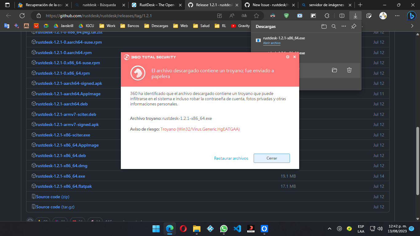 Virus In Version 121 · Issue 5379 · Rustdeskrustdesk · Github 