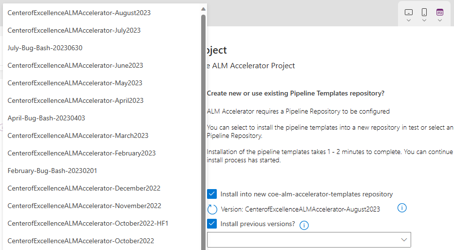 [ALM Accelerator - Feature] Using latest pipelines to create a project ...