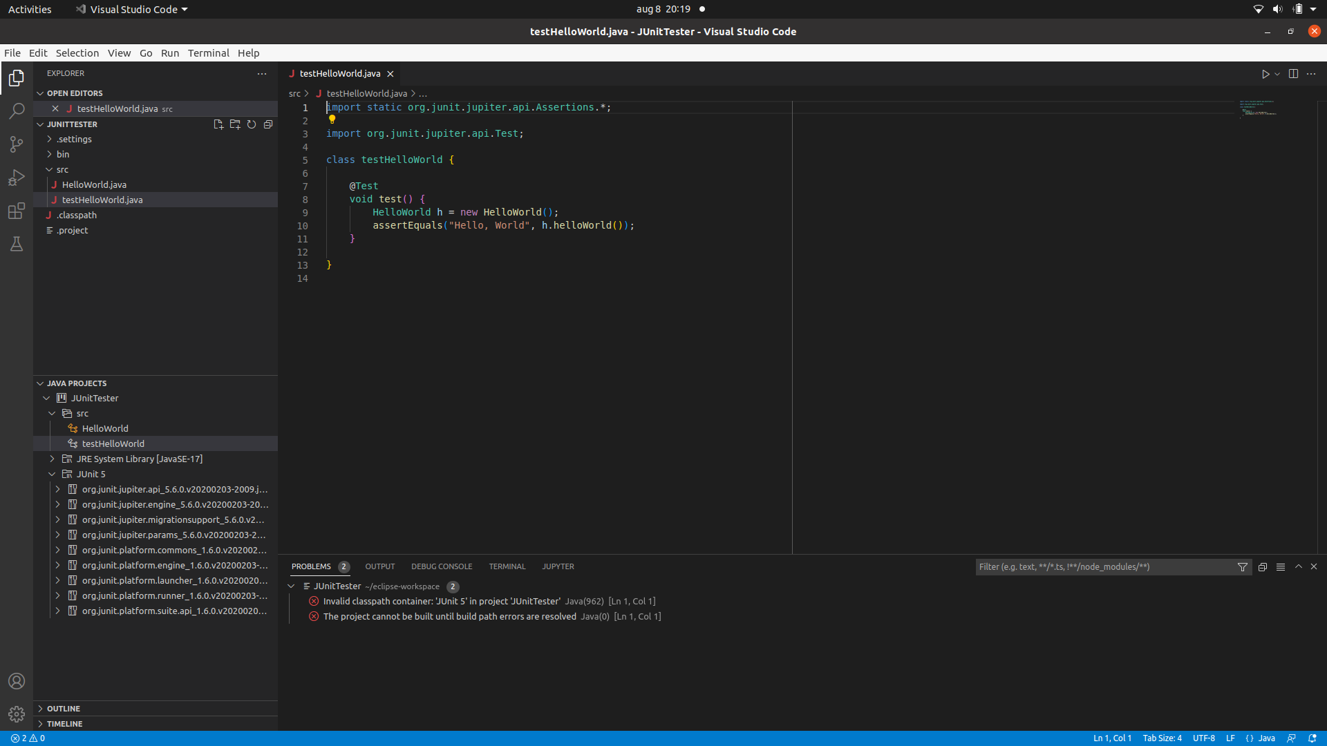 Junit 5 From Eclipse Project Not Working · Issue 1467 · Microsoftvscode Java Test · Github 3067