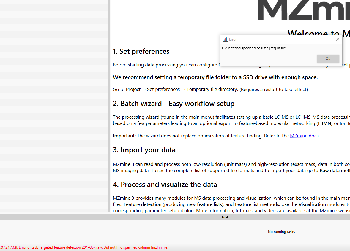 Error in targeted feature detection when importing CSV file of database targets... · Issue #1071 ...