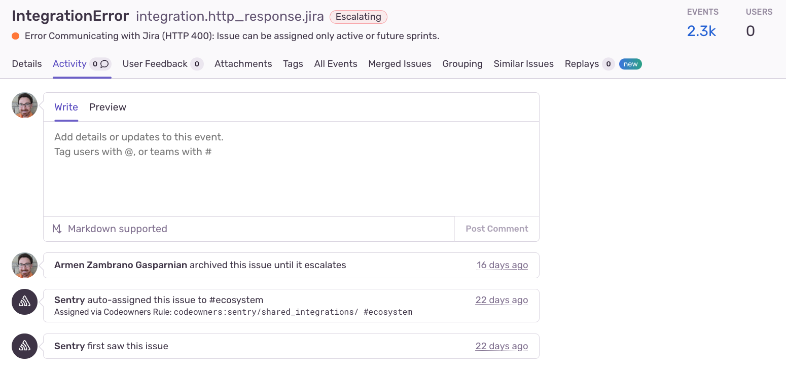 Investigate missing activity record · Issue #49416 · getsentry/sentry · GitHub