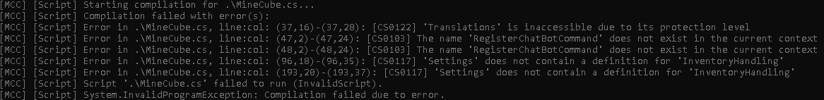 [ERROR] MineCube.cs is not working · Issue #2436 · MCCTeam/Minecraft-Console-Client · GitHub