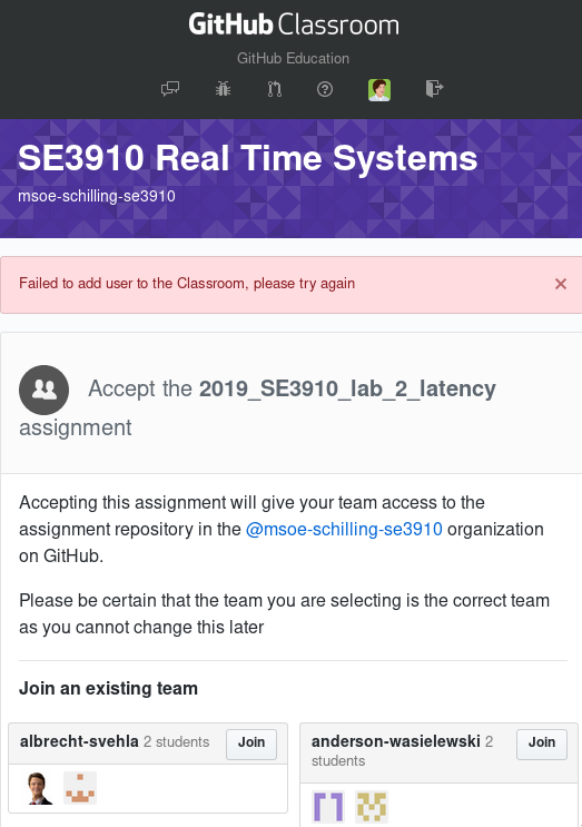 Unable to create a team after changing username · Issue #2384 · github-education-resources ...