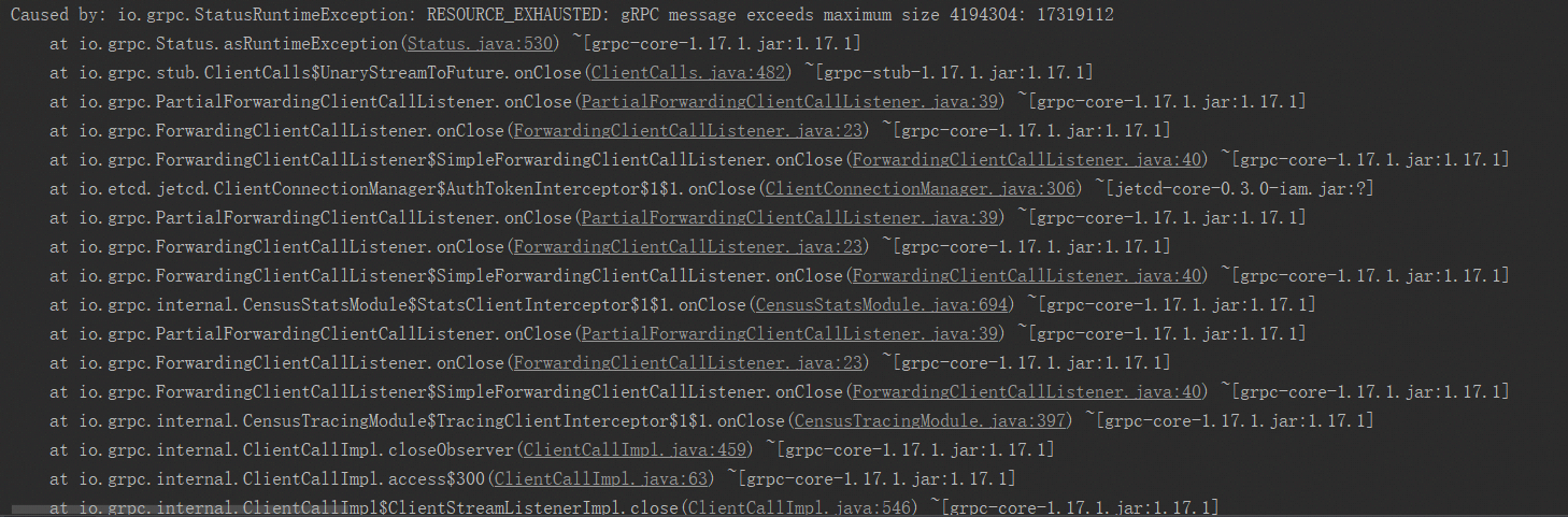 When I use jectd to get all keys from etcd server,it occurs an error:RESOURCE_EXHAUSTED:gPRC ...