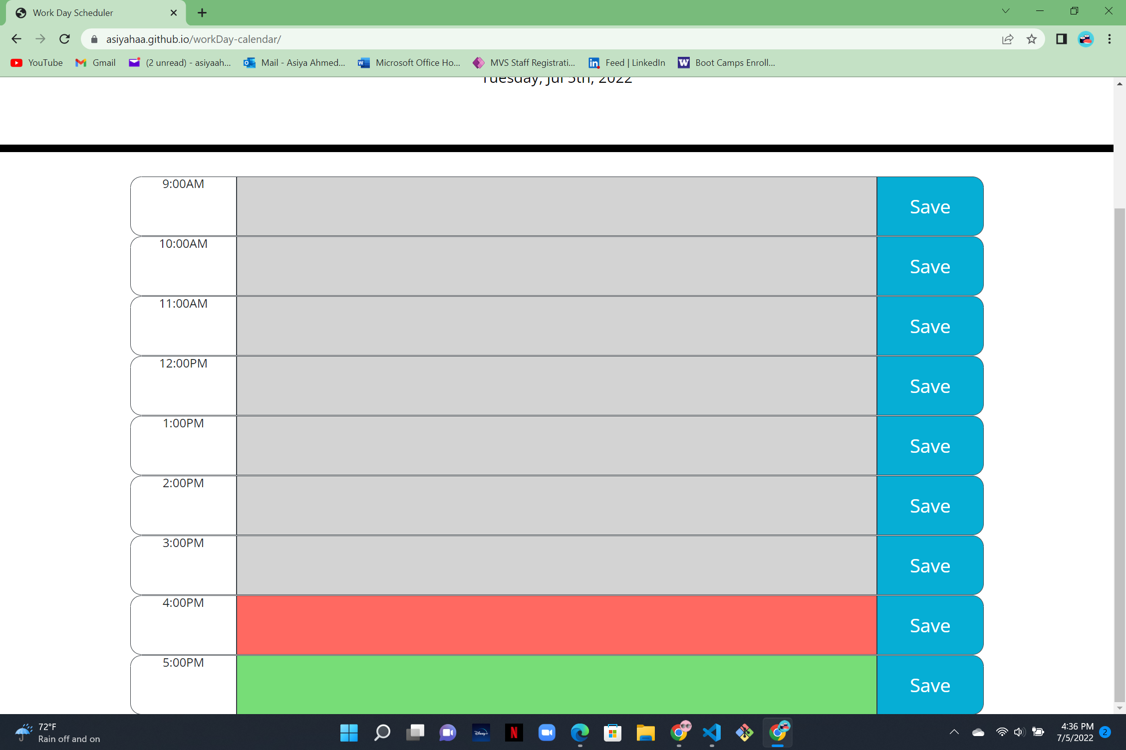 GitHub - AsiyahAA/workDay-calendar